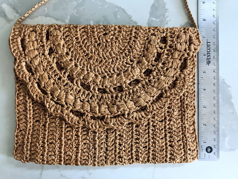Scalloped Raffia Shoulder Bag Clutch Pattern Photos Included - Etsy