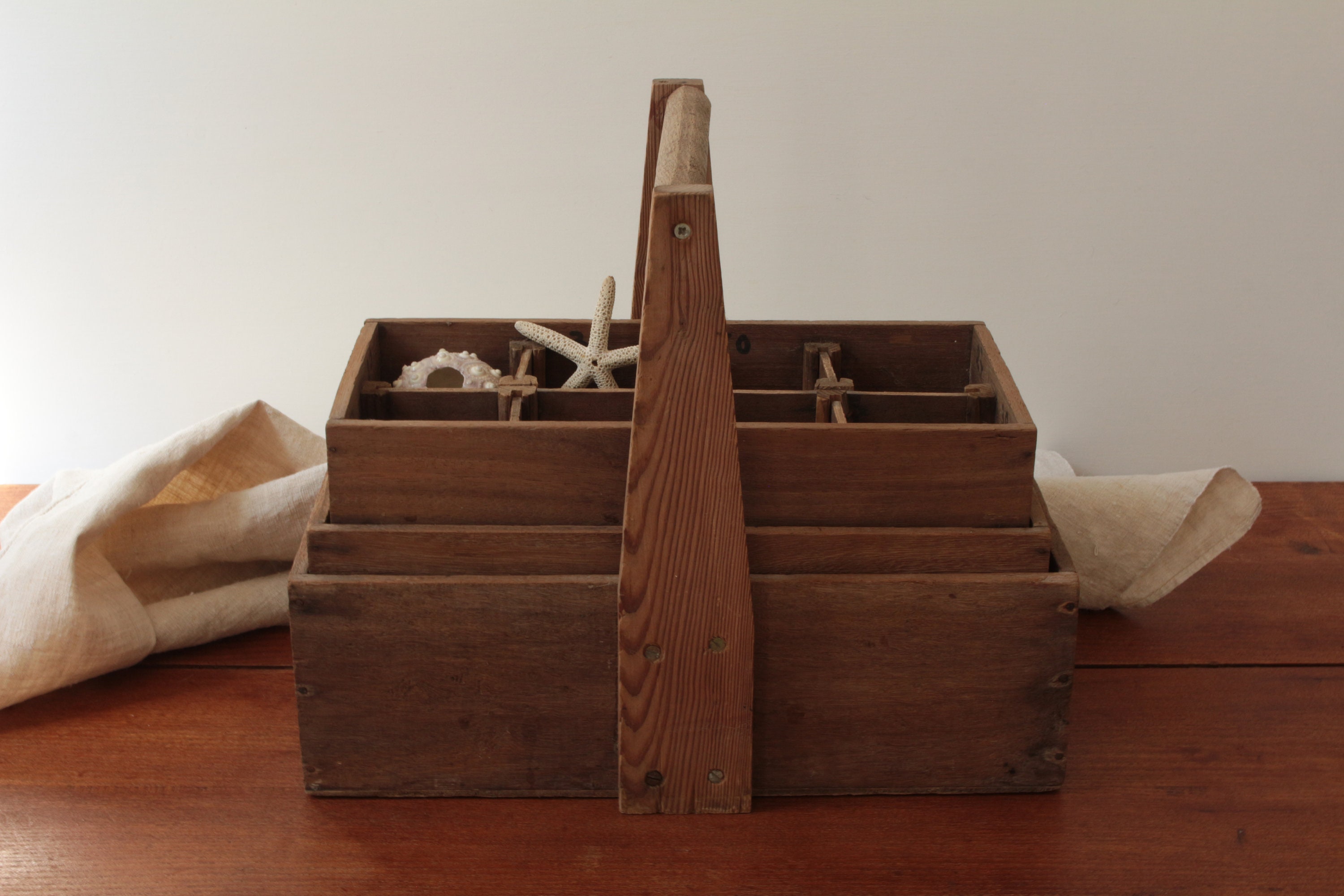 French Antique Wooden Rustic Tool Box / Wooden Trug / Wood Basket - Etsy