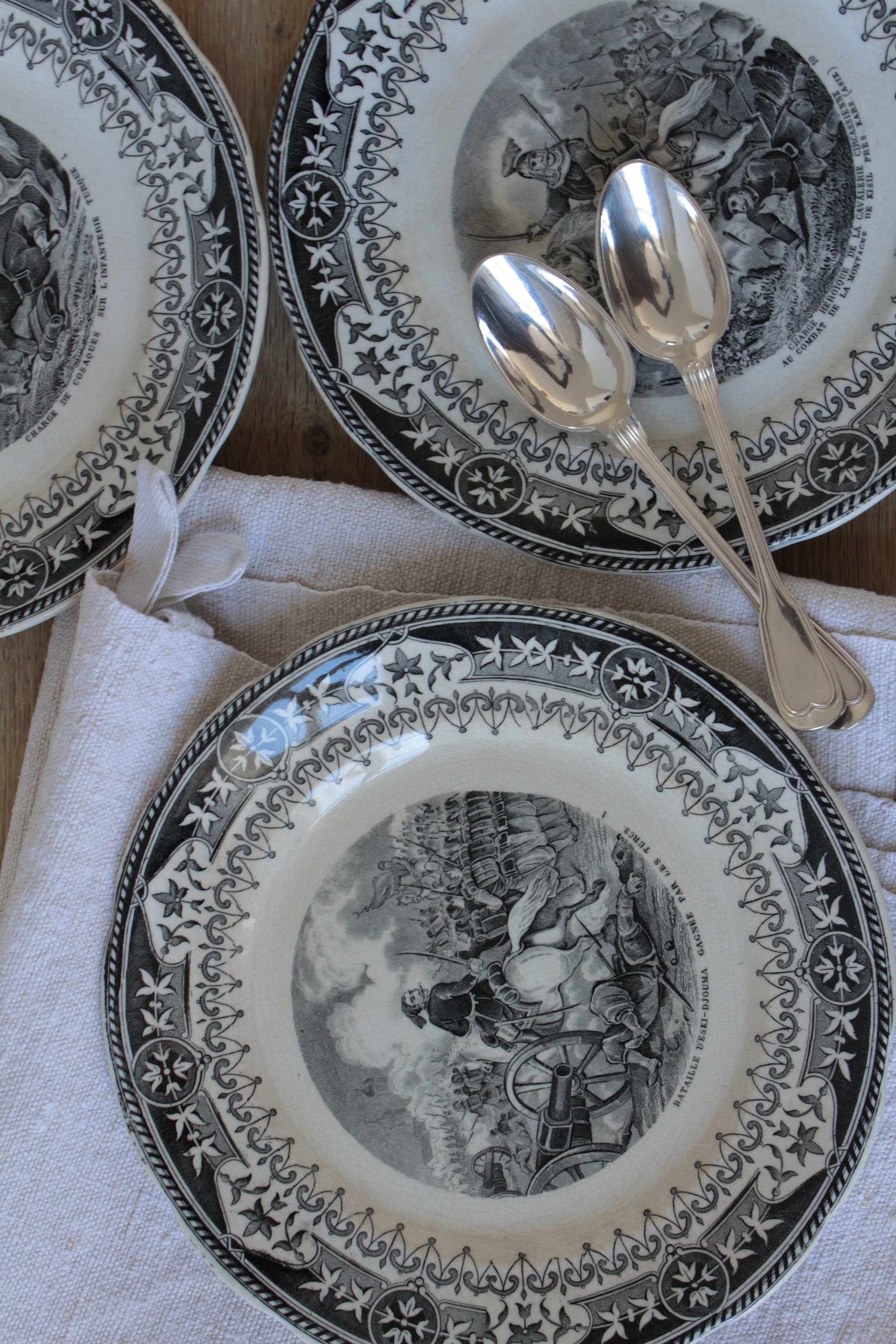 Antique French Sarreguemine Talking Plates / Russo-turque - Etsy