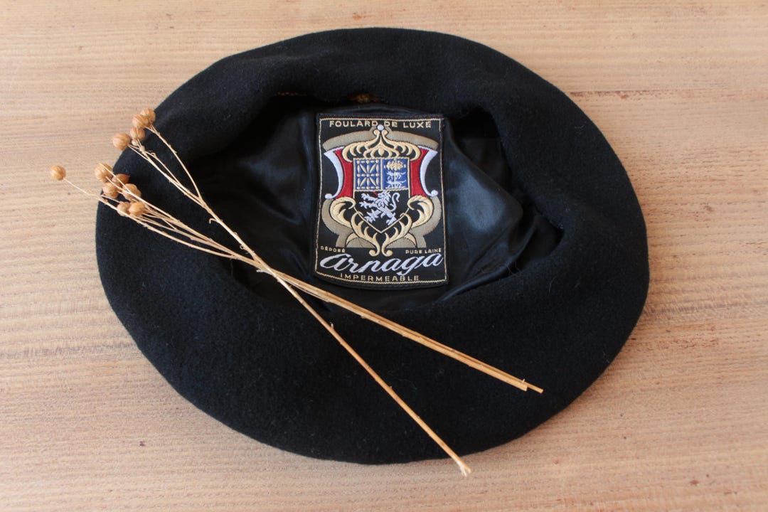 Vintage Wool Pure Laine Black Beret Hat /béret Basque Vintage - Etsy