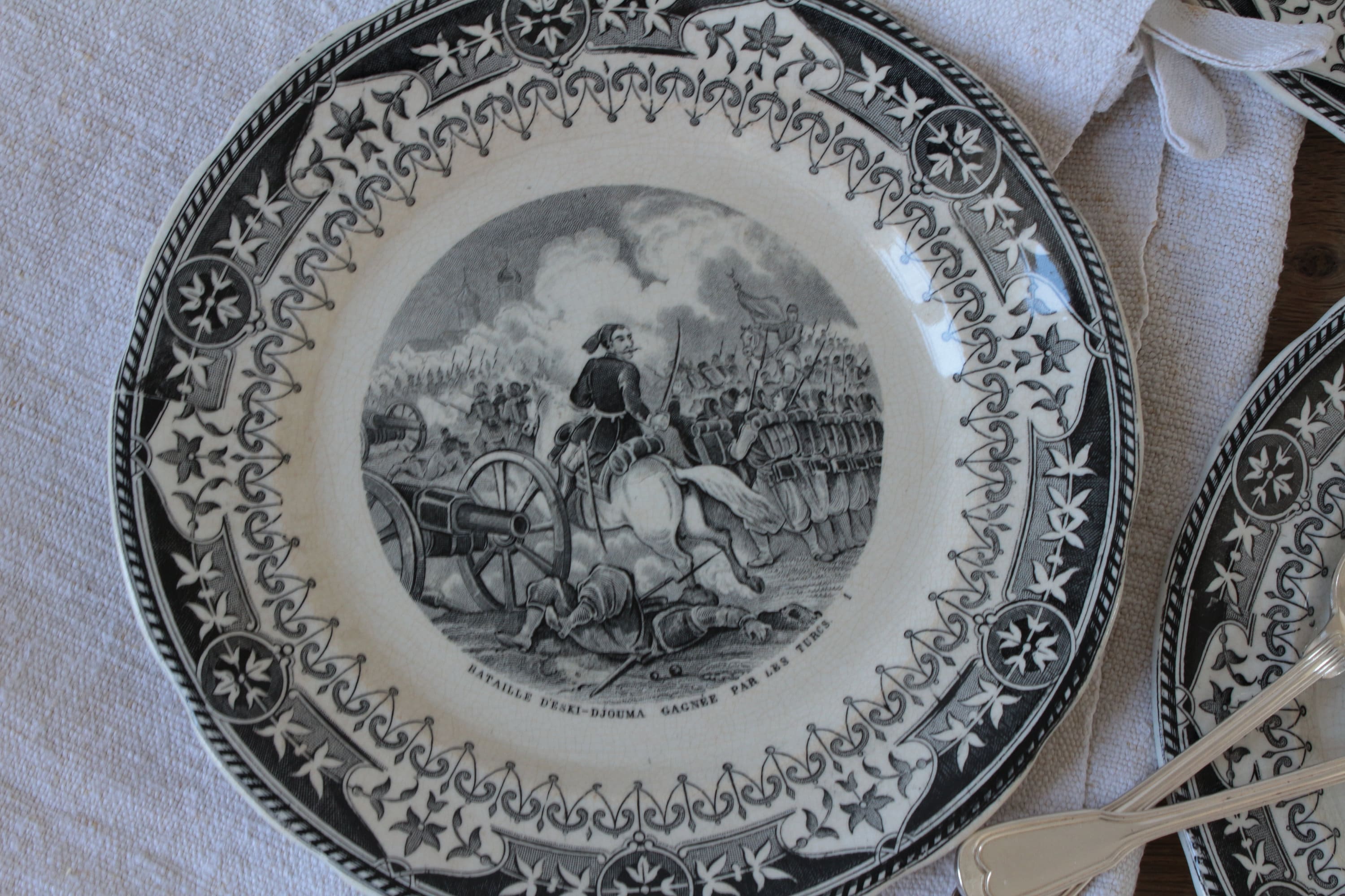 Antique French Sarreguemine Talking Plates / Russo-turque - Etsy
