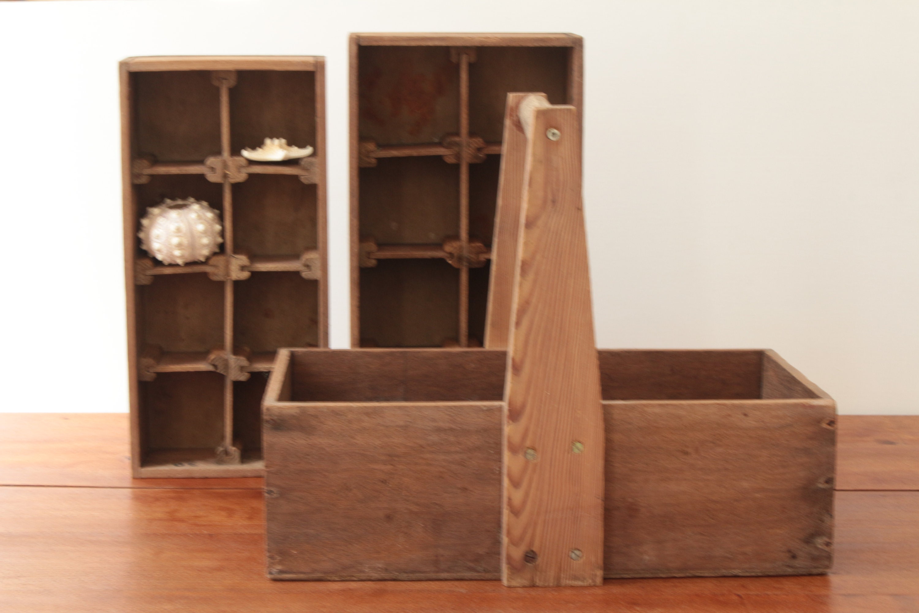 French Antique Wooden Rustic Tool Box / Wooden Trug / Wood Basket - Etsy