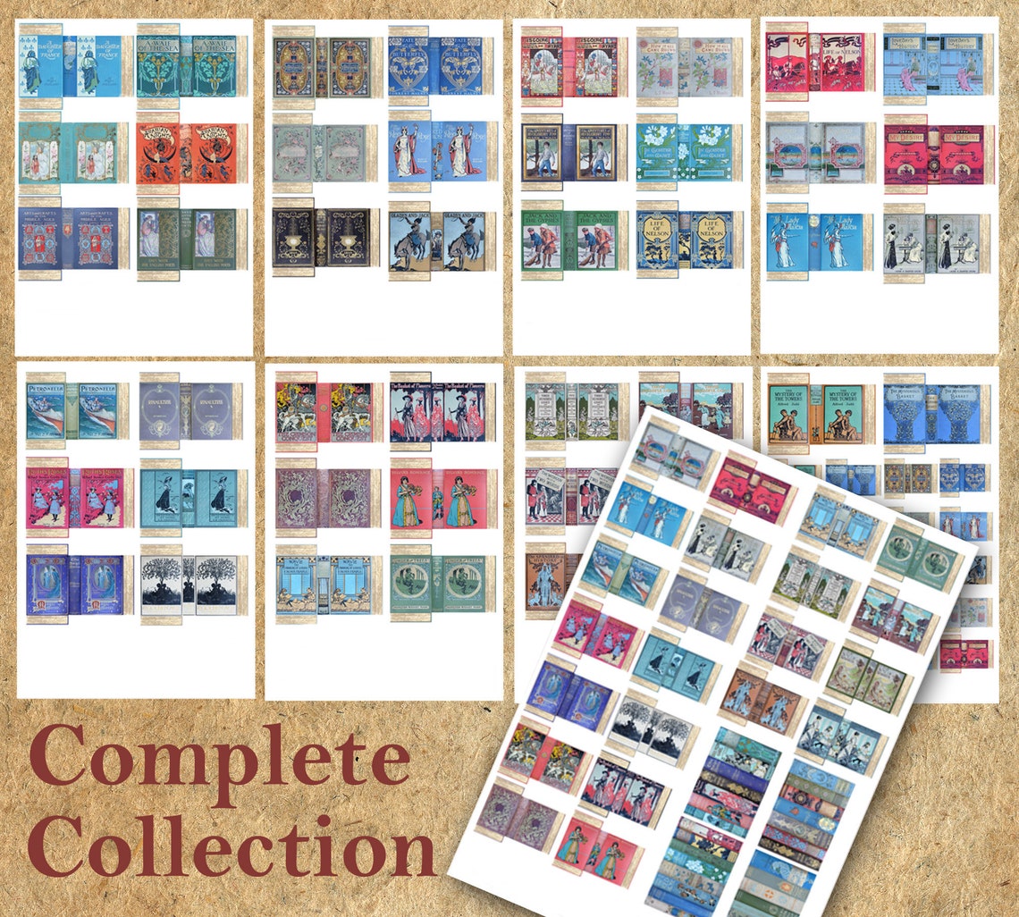 Printable Vintage Mini Book Covers, Dollhouse Miniatures (digital ...