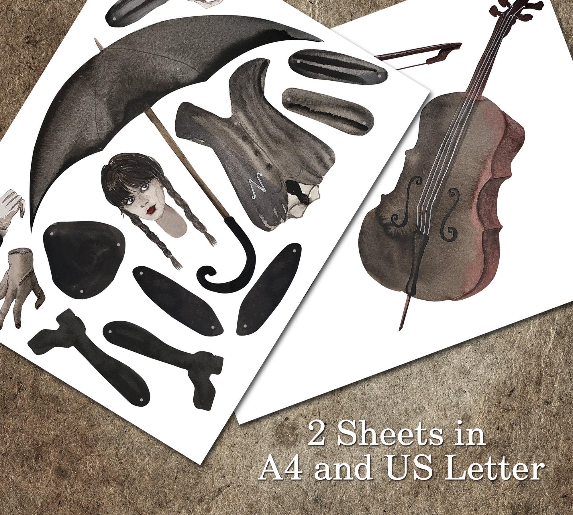 Wednesday Paper Doll / Gifts for Teens / Halloween / Gothic Gift / Gift ...