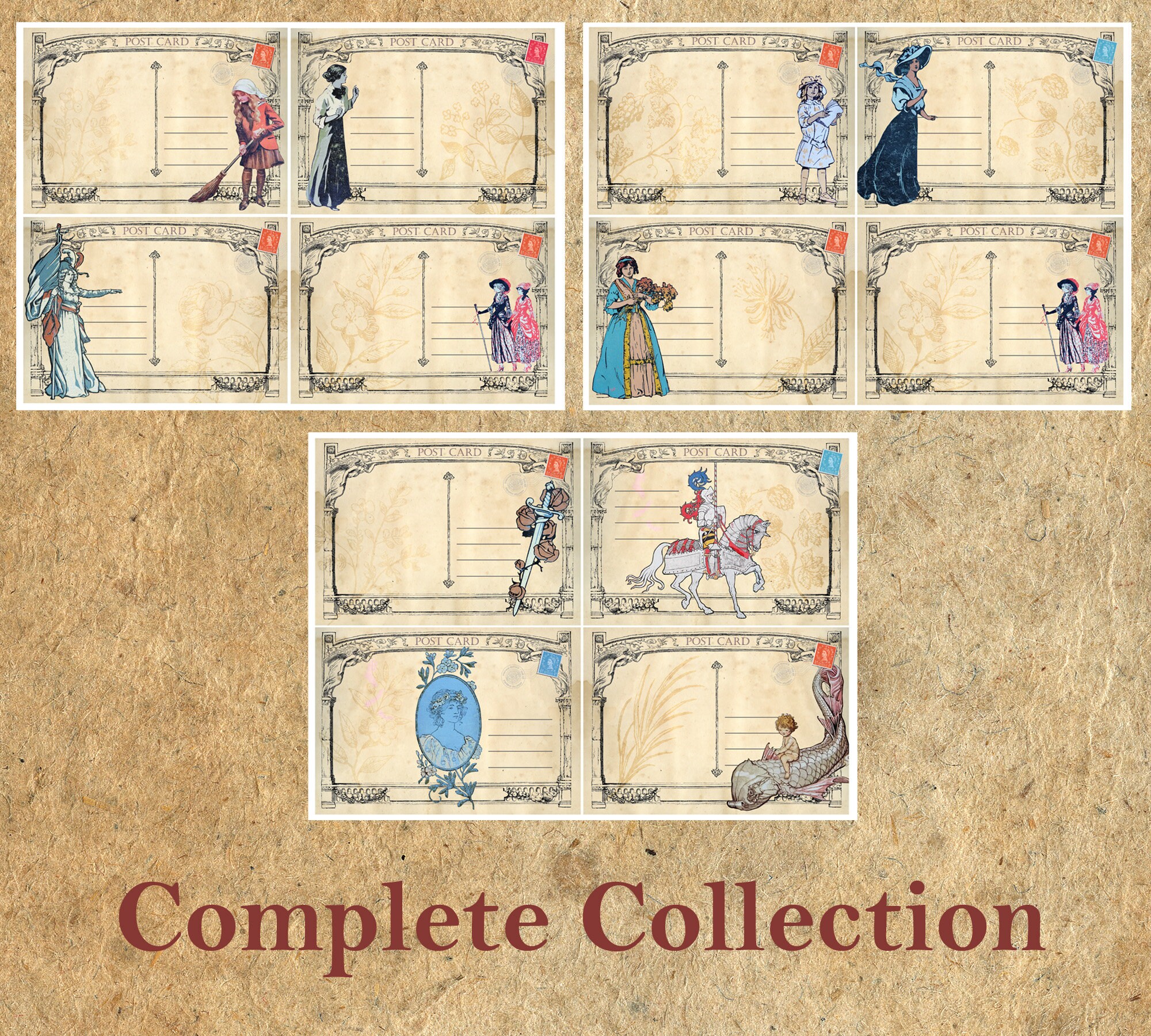 Printable Vintage Post Cards / Printable Sheet / Vintage Ephemera ...