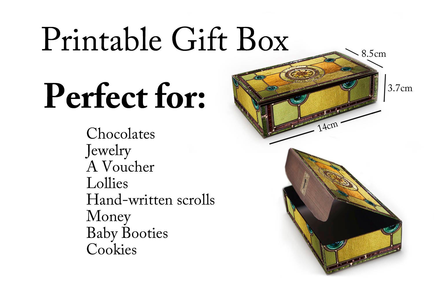 Printable Gift Box Digital Download / Leadlight / Chocolate Box ...