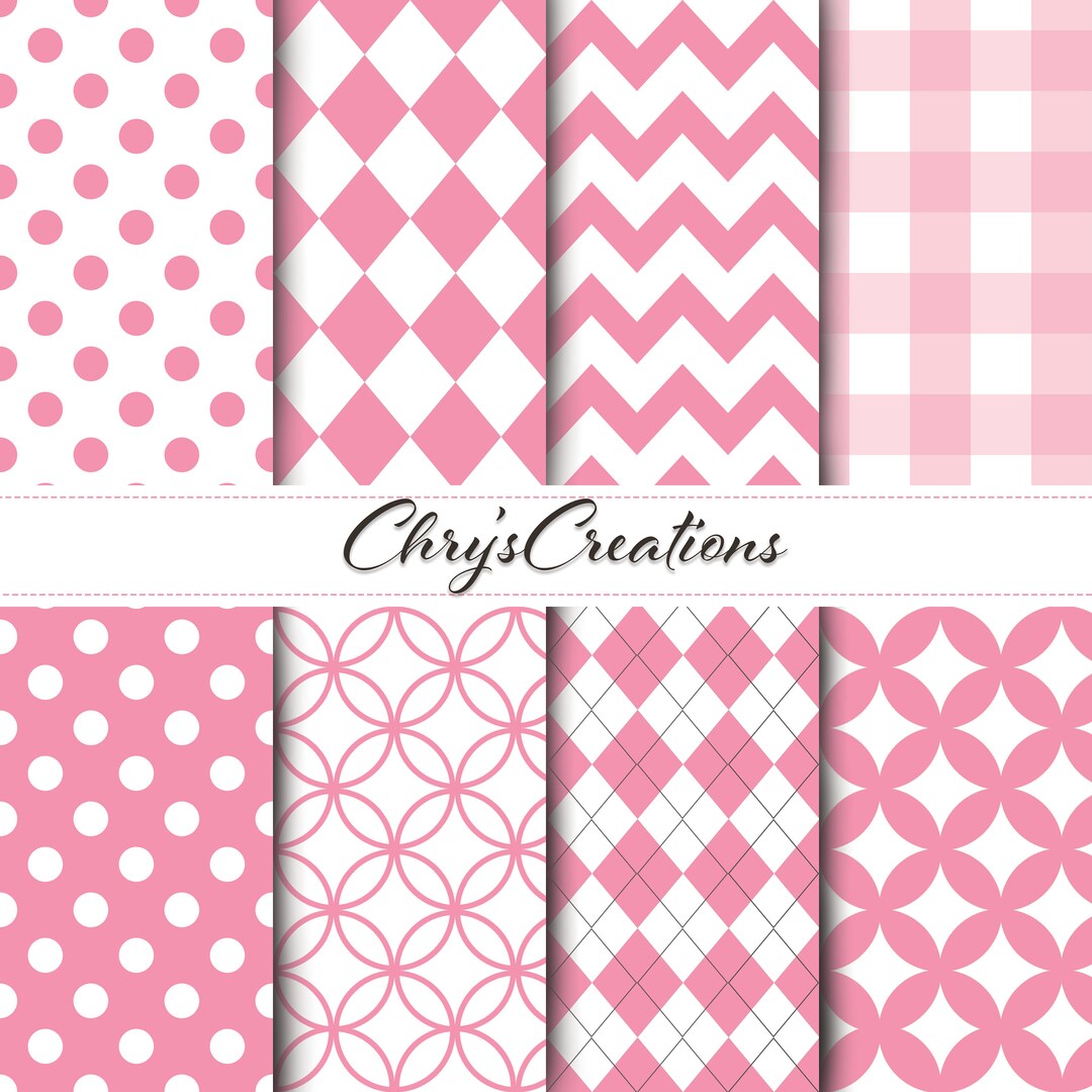 Baby Pink Seamless Digital Patterns Bundle-prints Digital Paper Pack ...