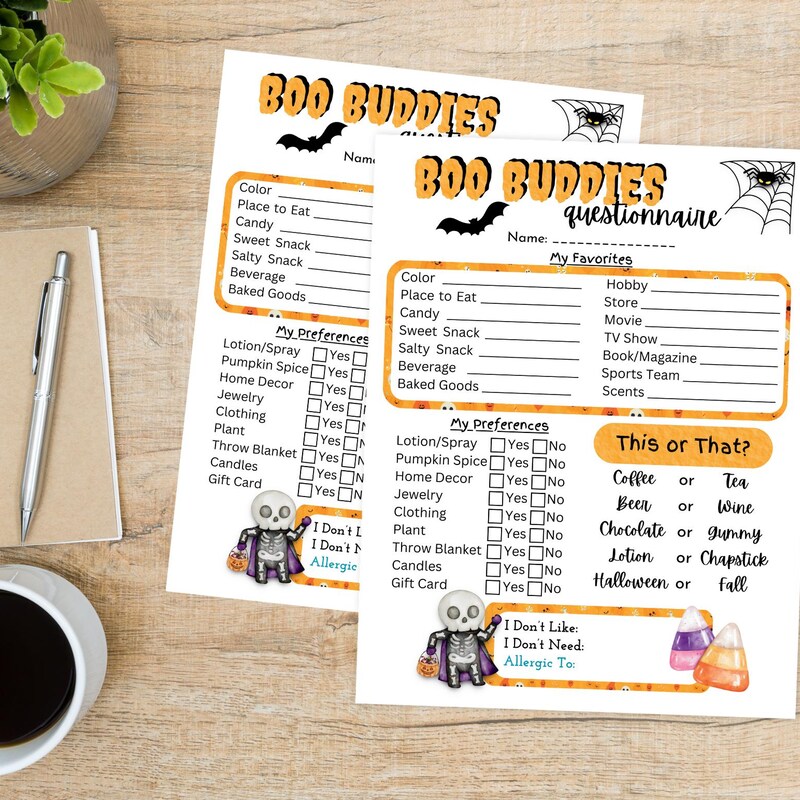 Boo Buddies Questionnaire - Etsy