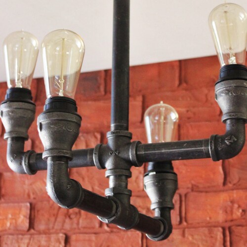 Industrial Lighting Chandelier Iron Pipe Ceiling Light UL | Etsy