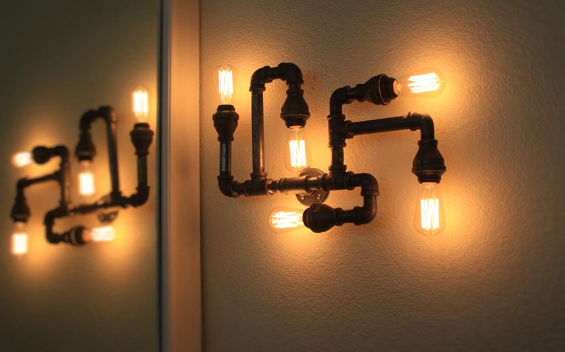 Galvanized Pipe 24 Industrial Pipe Lighting Fixture Ceiling Chandelier ...