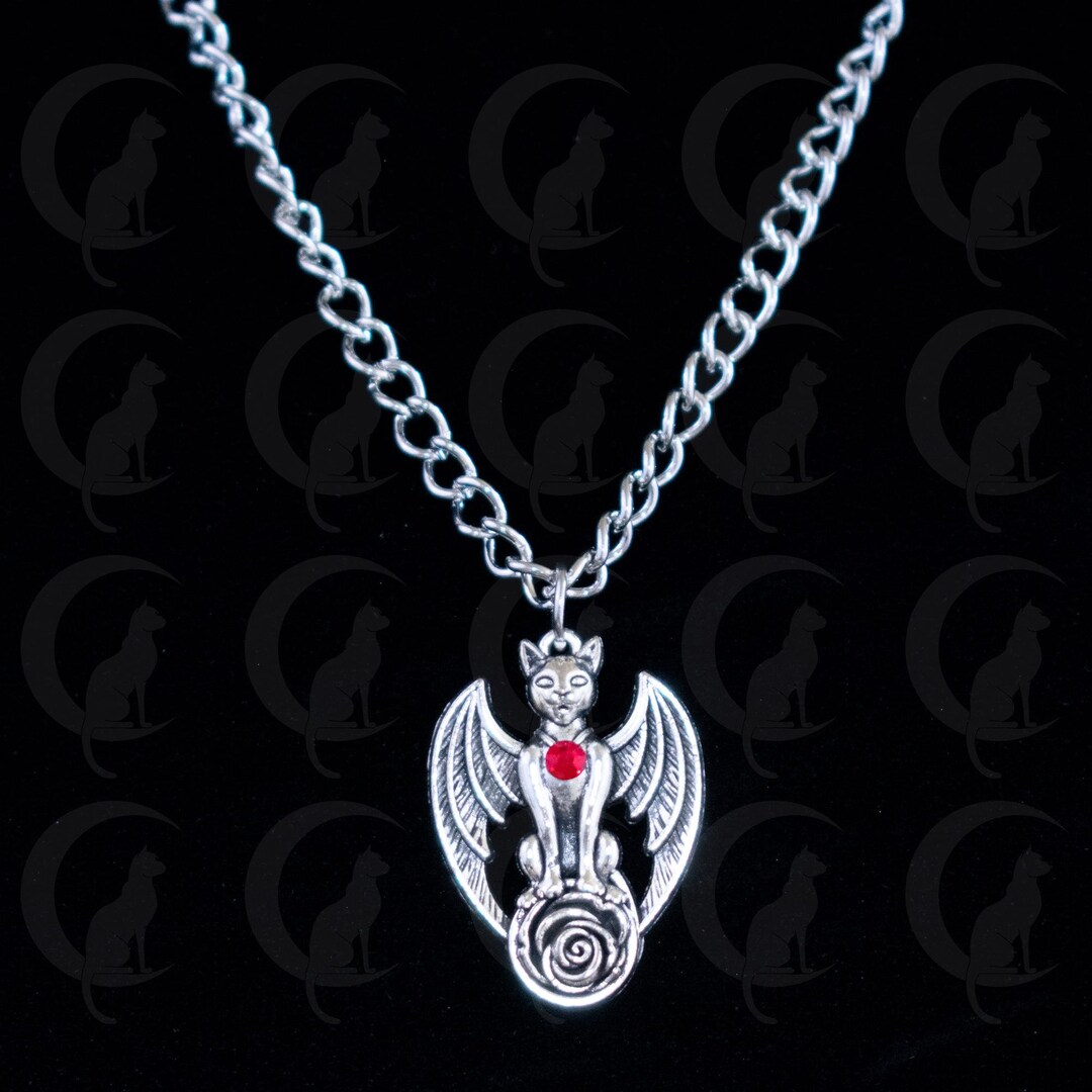 Gargoyle Cat Necklace Familiar Pendant, Stainless Steel Chain or ...