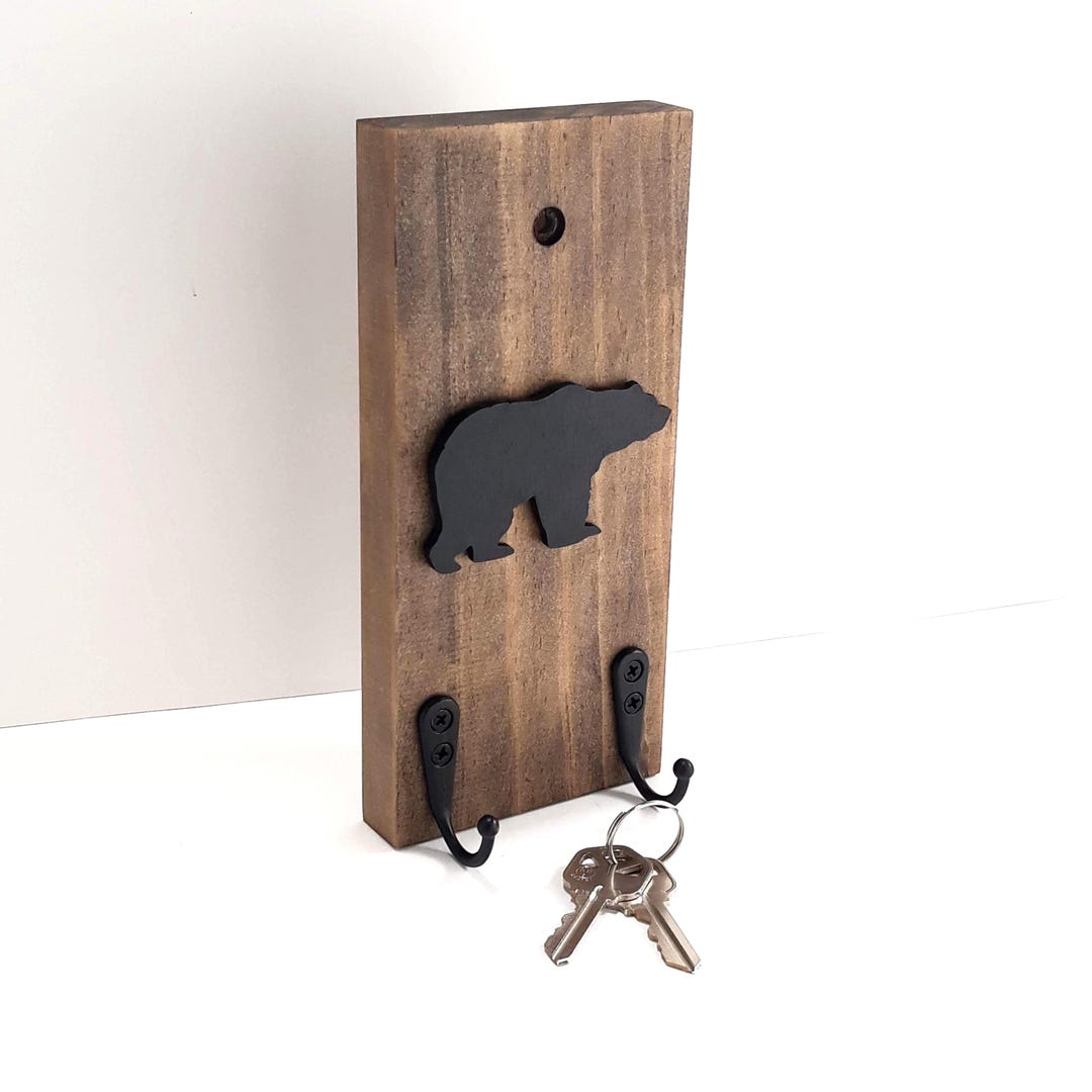 Rustic Key Holder, Cabin Bear Decor Wall - Etsy