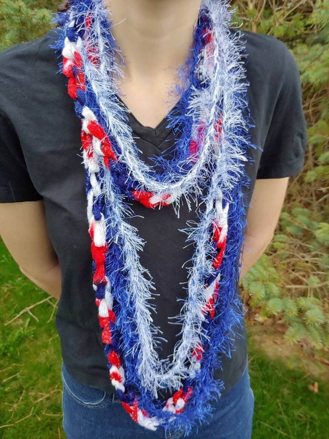 Red White and Blue Infinity Scarf, Red White and Blue Scarf, Boho 4th ...