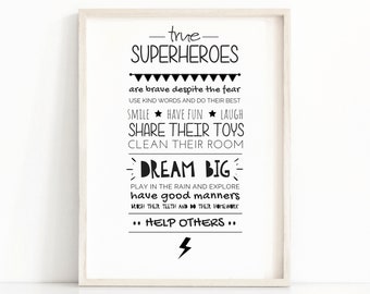 Superhero poster | Etsy