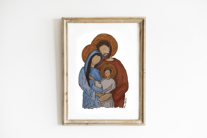 Holy Family Icon Watercolor Art Print - Etsy