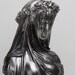 Veiled Lady Bust Sculpture in Black - Female Antique Art Statue in ...