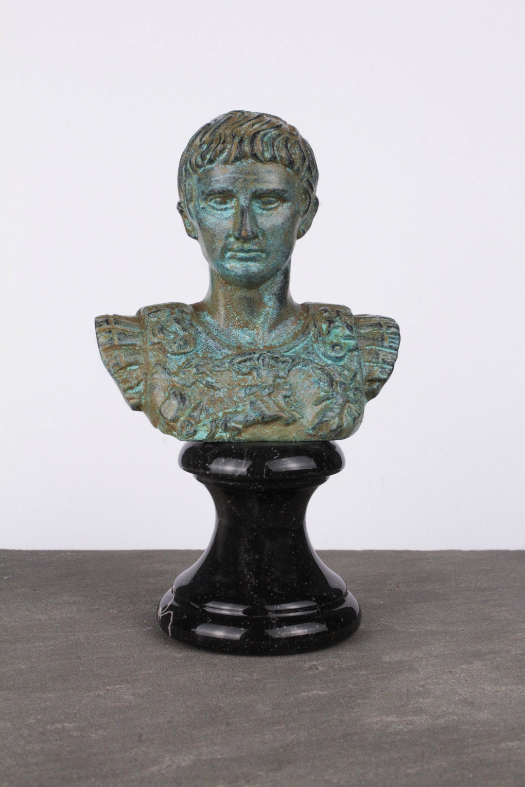 Roman Bust Statue of Augustus Caesar (green Bronze) - Sculpture Art ...