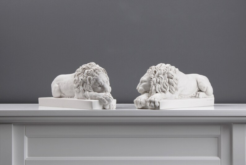 Canova Lions Statue in Pair small Animal Small Marble | Etsy