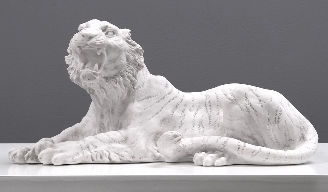 Tiger, Lying and Roaring Statue (small) - Animal Sculpture Art in ...