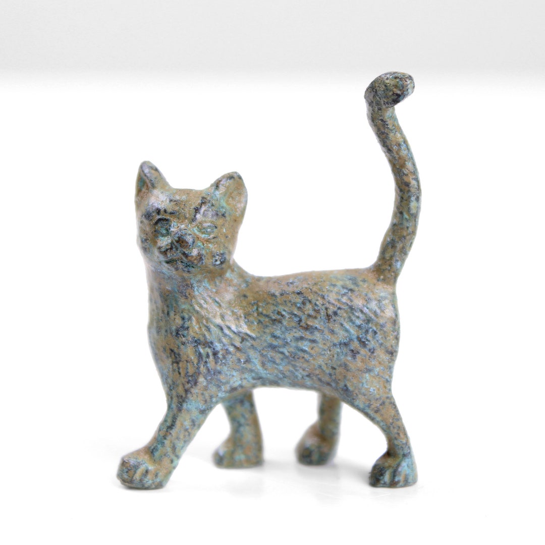 Kitten Statue (bronze) - Cat Sculpture Green Metal Art Hot Cast Brass ...
