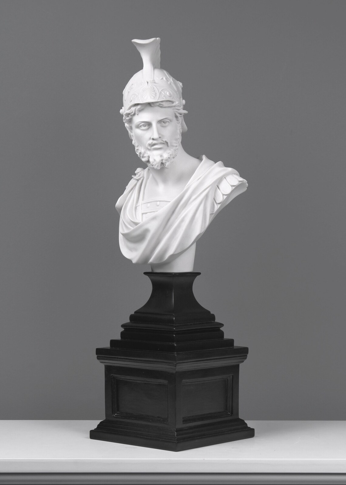 Ajax Bust Large Statue on Black Pedestal - Aias the Great Greek Warrior ...