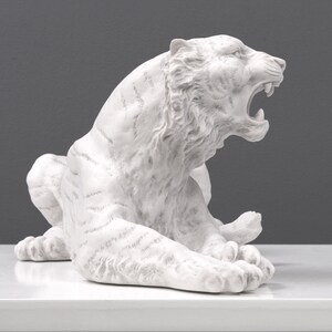 Tiger, Lying and Roaring Statue (small) - Animal Sculpture Art in ...