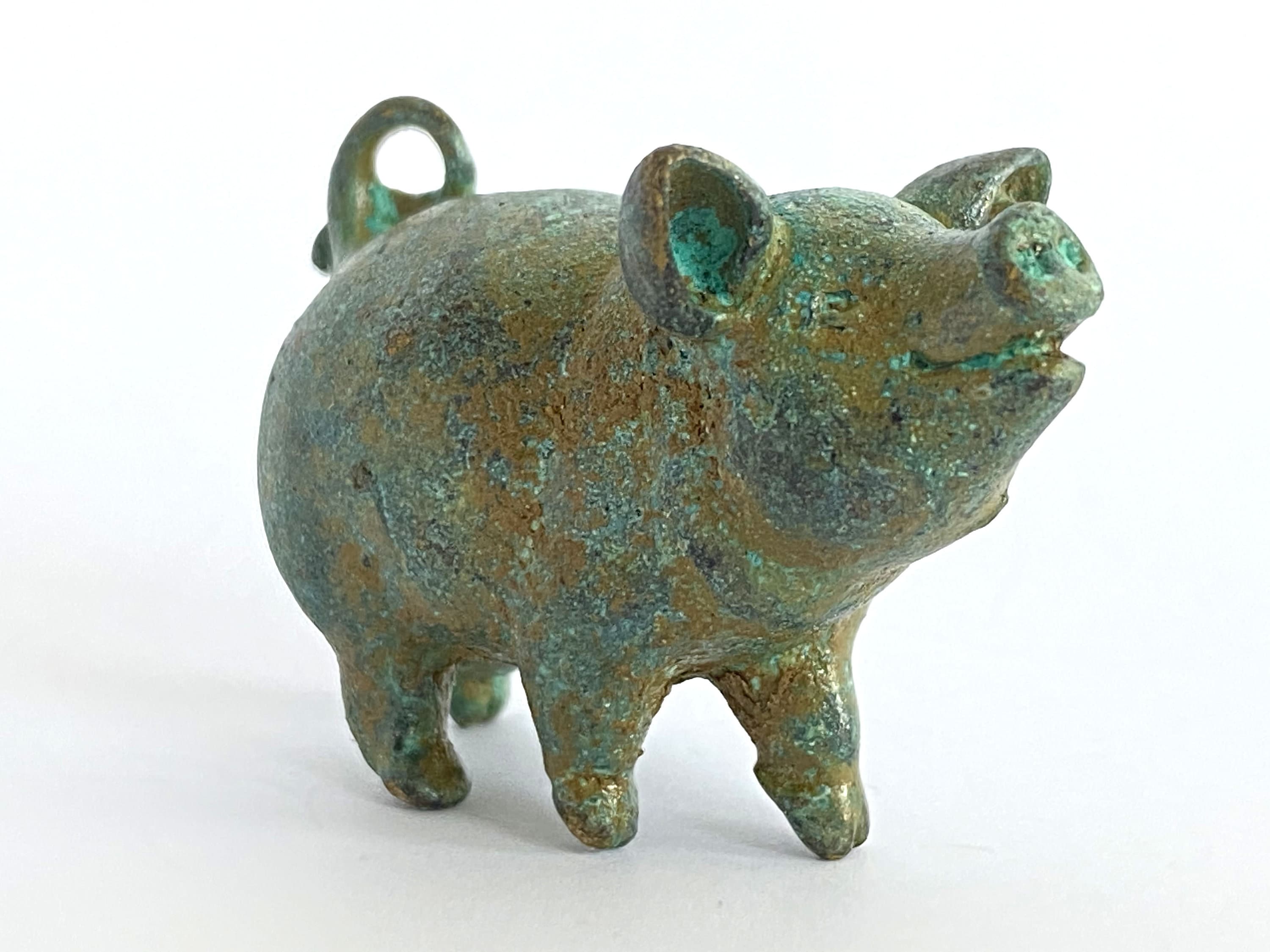 Bronze Pig Statue Ancient Miniature Small Figurine Copper Piggy ...