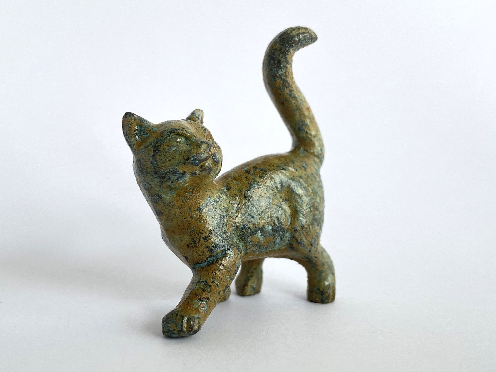 Bronze Cat Figurine Small Copper Alloy Kitten Statue - Bronze Figurine ...