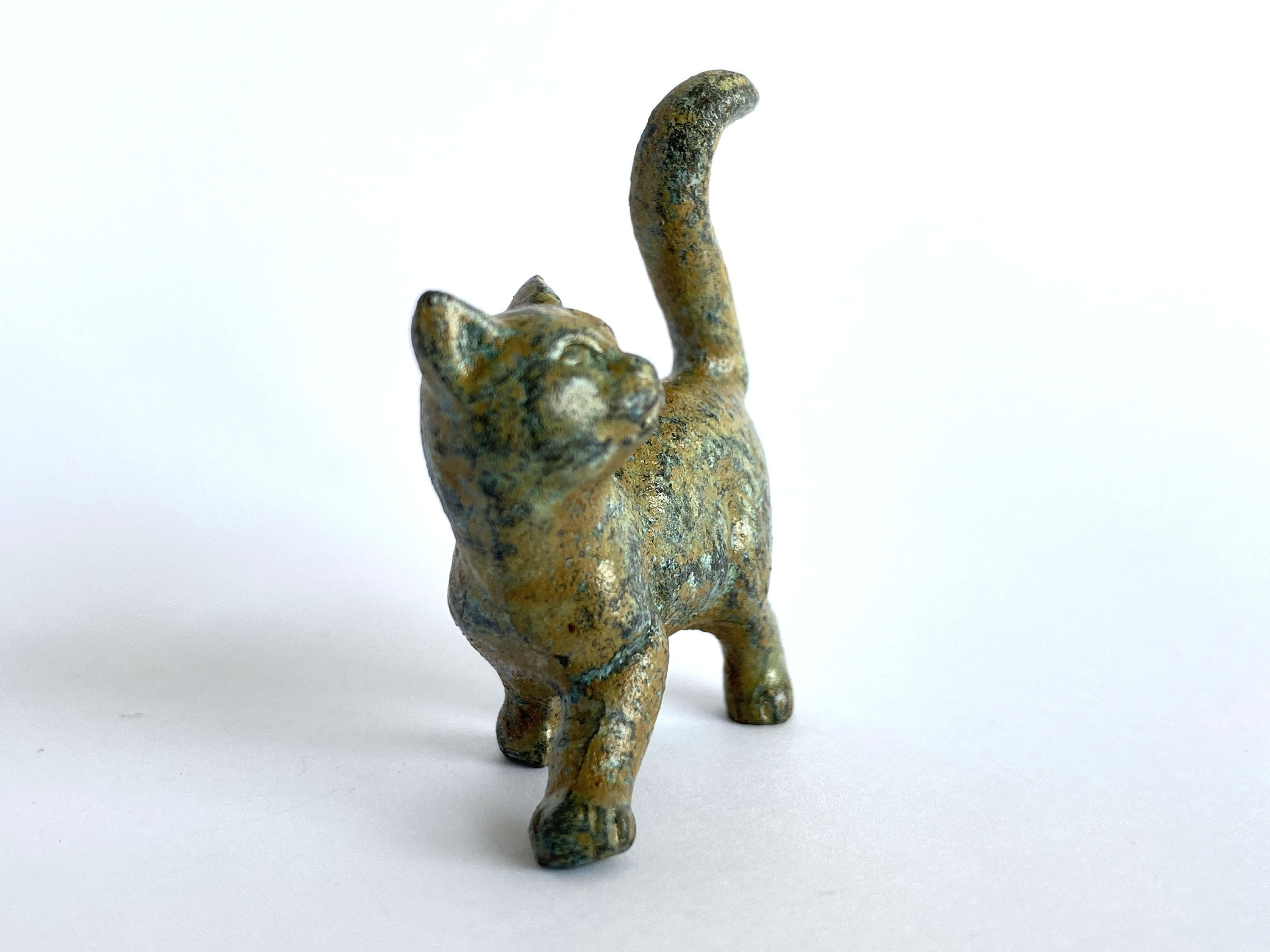 Bronze Cat Figurine Small Copper Alloy Kitten Statue - Bronze Figurine ...