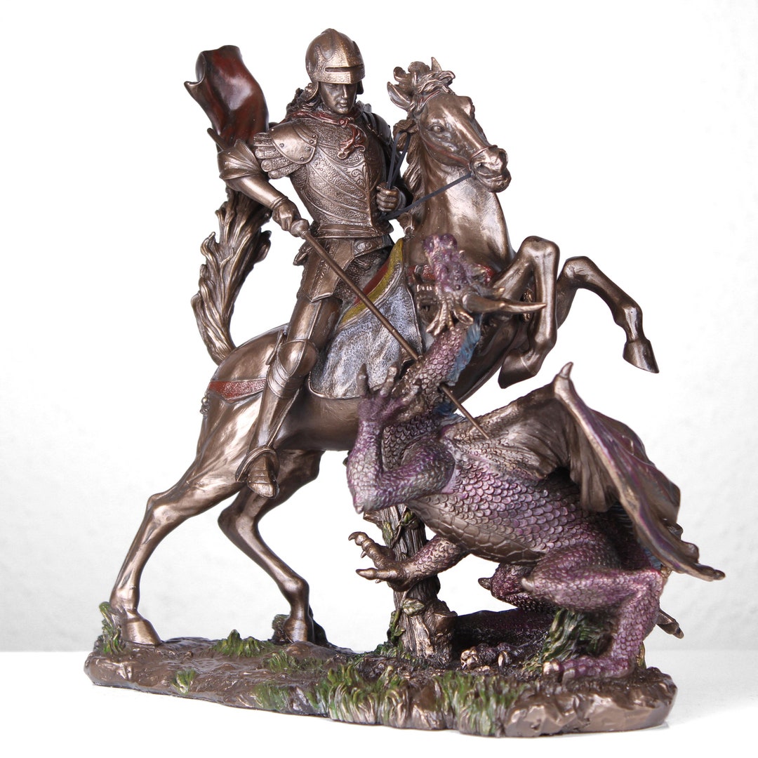 Saint George Killing the Dragon Statue (cold Cast Bronze Sculpture ...