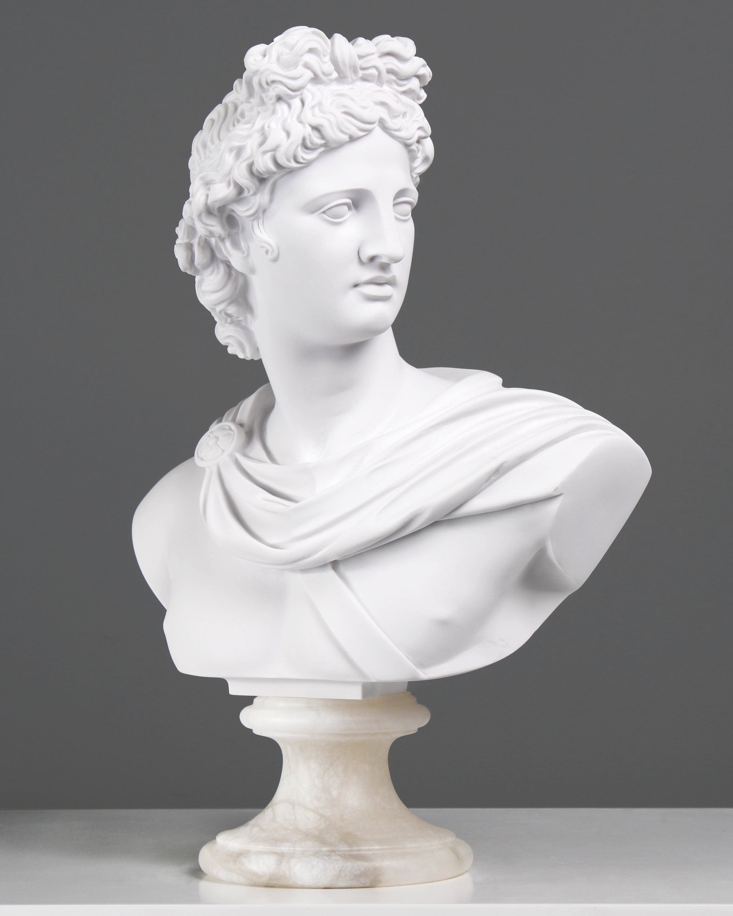 Bust of Apollo Marble Sculpture - Roman Greek God Bust Head Bonded ...