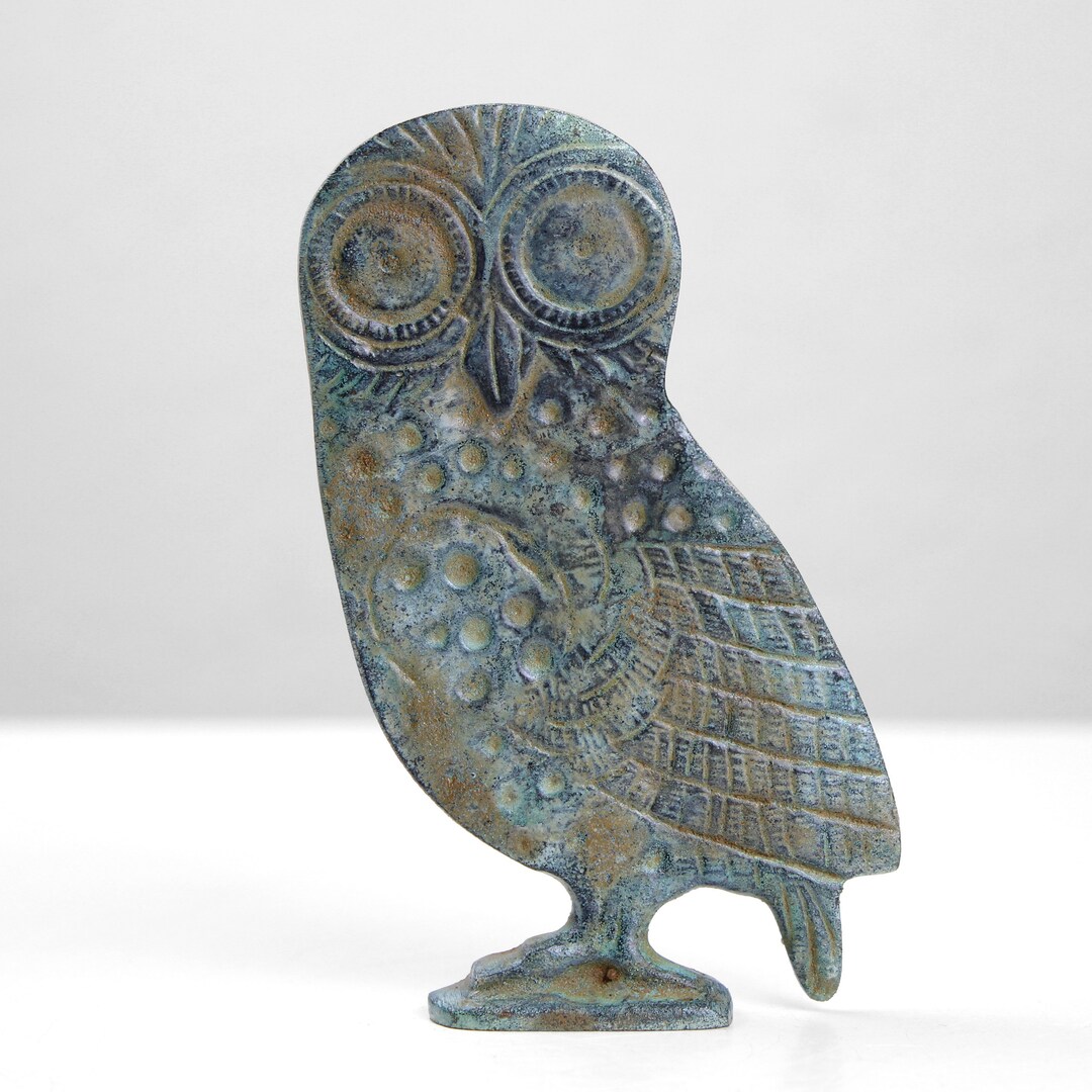 Greek Owl Sculpture (bronze) - 10.5 Cm / 4.1" - Animal Figurine ...