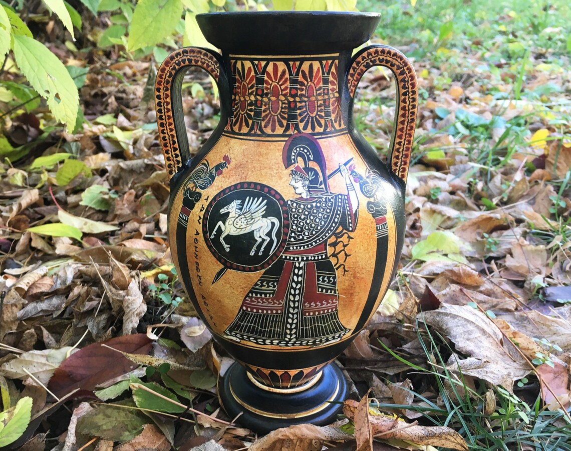 Ancient Greek Vase Replica Black-figure Belly Amphora With Athena and ...