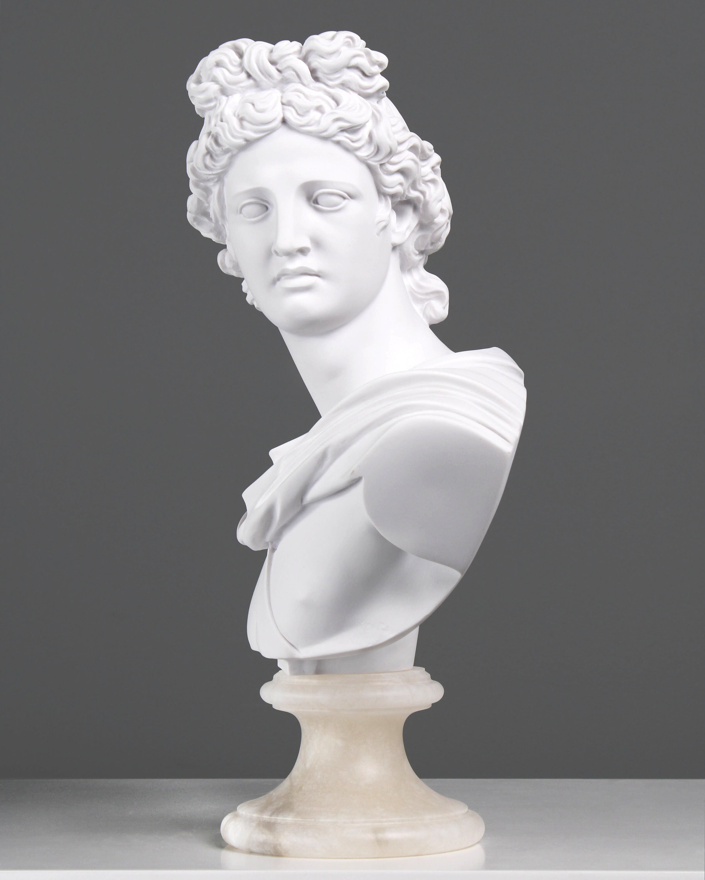 Bust of Apollo Marble Sculpture - Roman Greek God Bust Head Bonded ...
