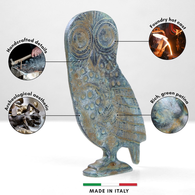 Greek Owl Sculpture (bronze) - 10.5 Cm / 4.1" - Animal Figurine ...