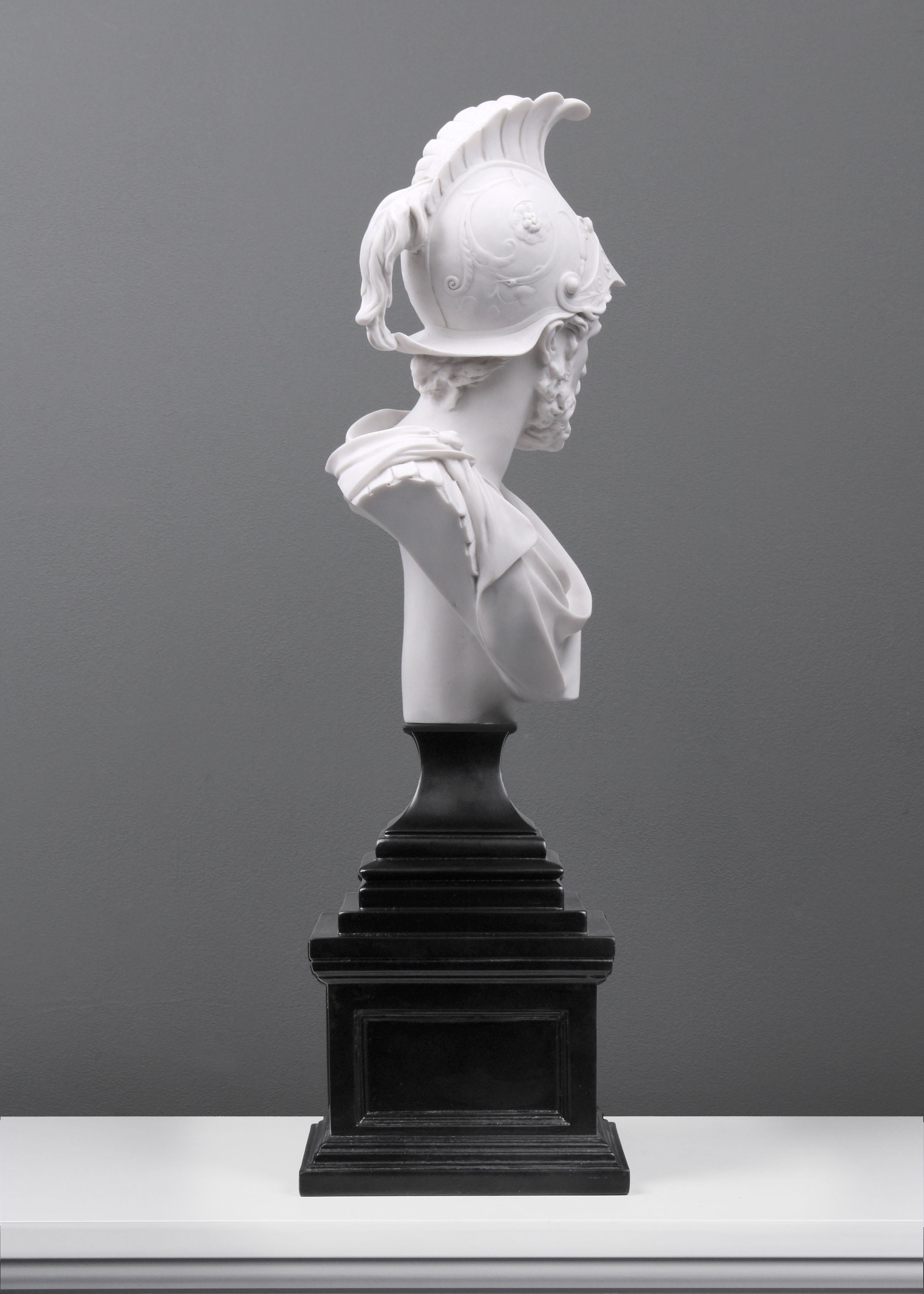 Ajax Bust Large Statue on Black Pedestal - Aias the Great Greek Warrior ...