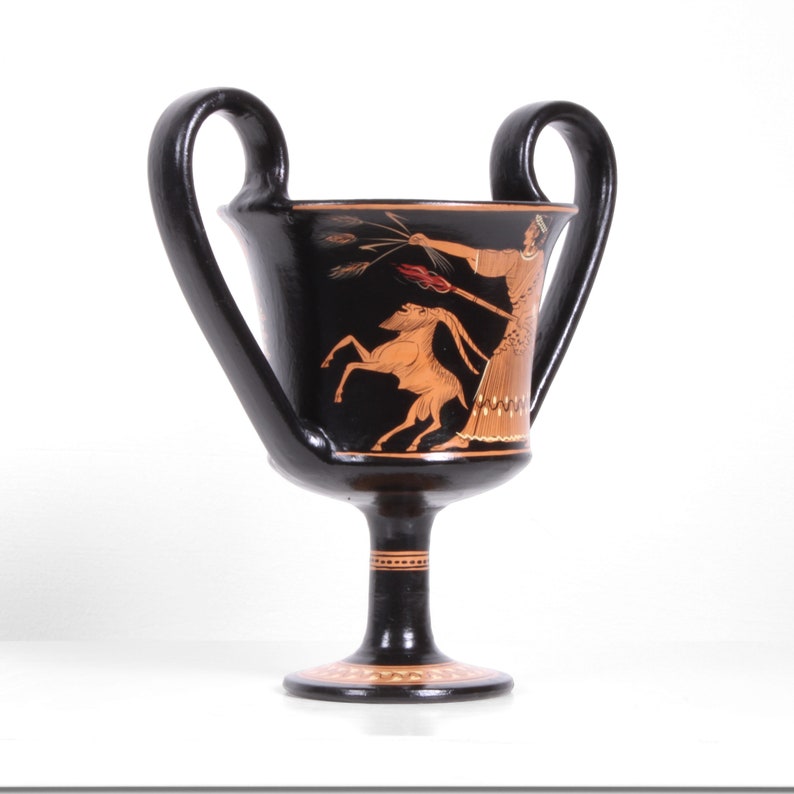 Ancient Greek Kantharos Replica Red-figure Vase With Demeter - Etsy