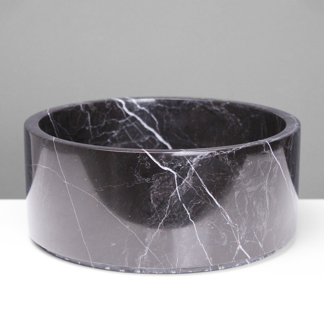 Black Marble Fruit Bowl - Marble Homeware - 24 Cm / 9.4" - the Ancient ...
