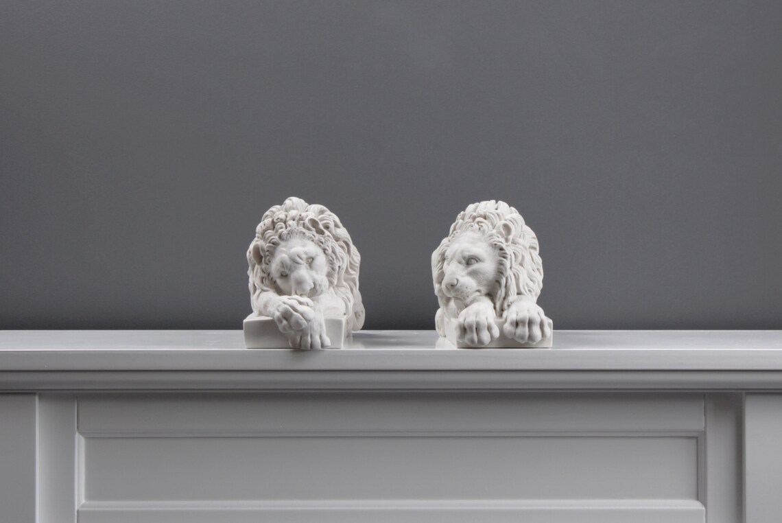 Canova Lions Statue in Pair small Animal Small Marble | Etsy