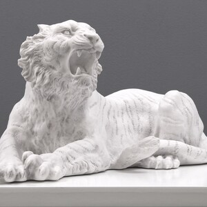 Tiger, Lying and Roaring Statue (small) - Animal Sculpture Art in ...