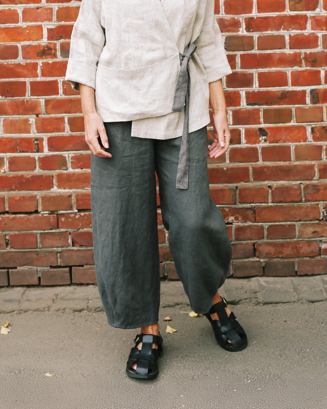 Barrel Linen Pants, Minimalist Cropped Pants for Summer, Relaxed Fit ...
