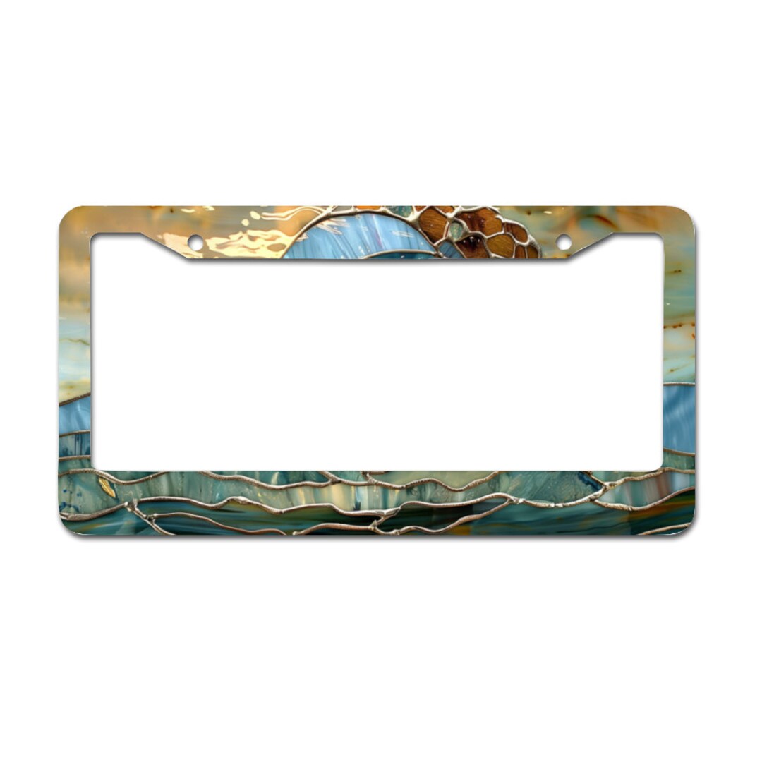 Stained Glass Ocean Wave | Anti Theft License Plate Frame With 2 Holes ...