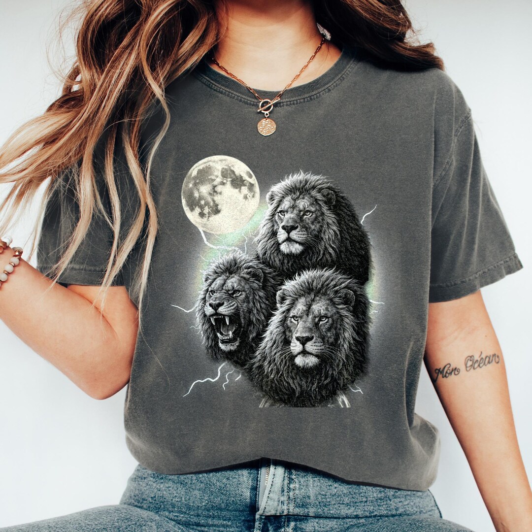 Three Lions Full Moon Graphic T-shirts, Comfort Colors Style, Unique ...