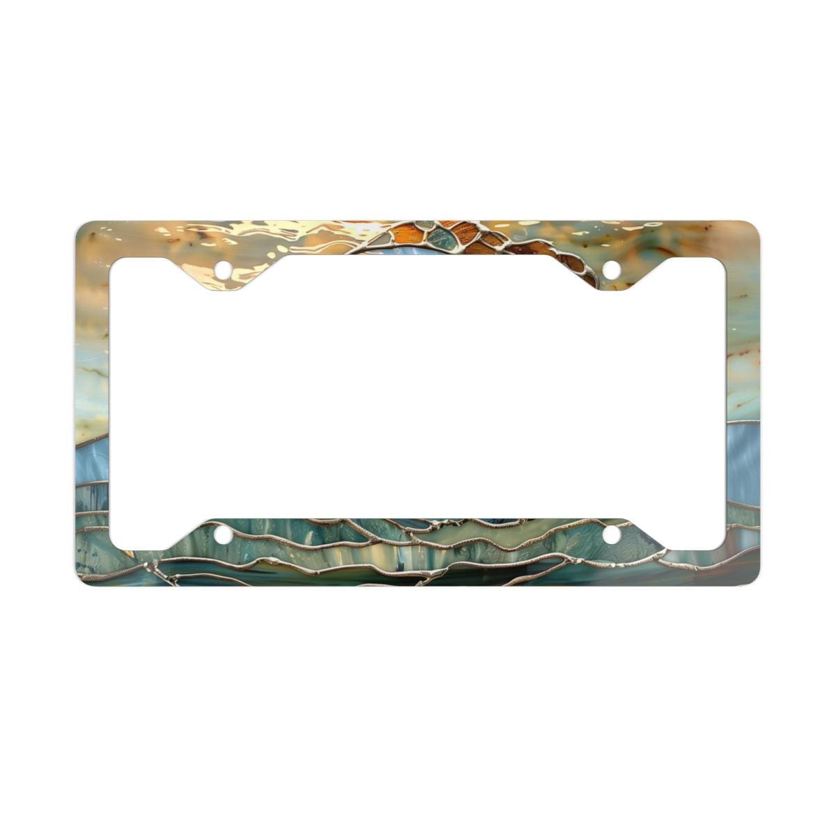 Stained Glass Ocean Wave | Anti Theft License Plate Frame With 4 Holes ...