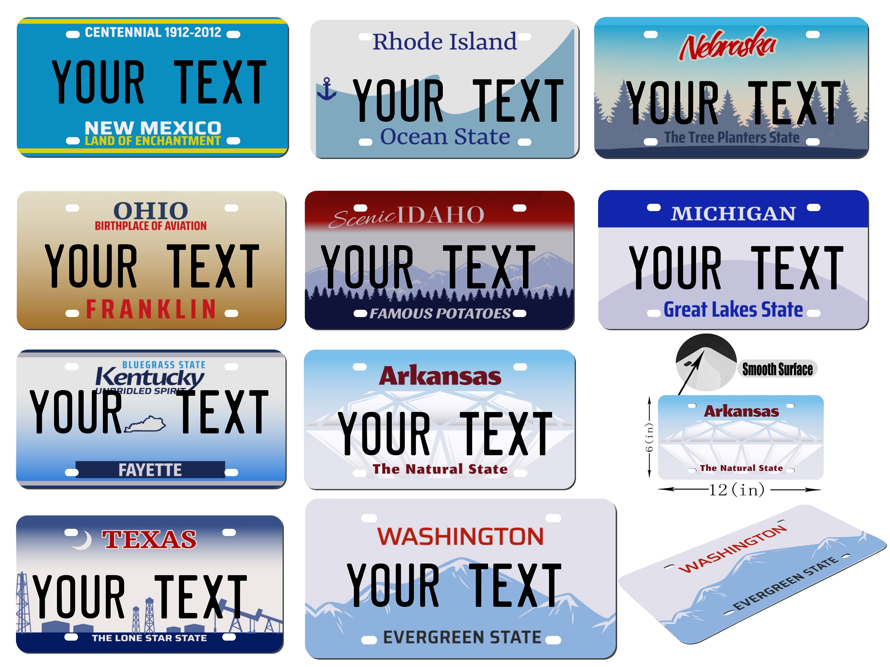 Choose Your State and Add Your Text, All 50 States, Custom License ...