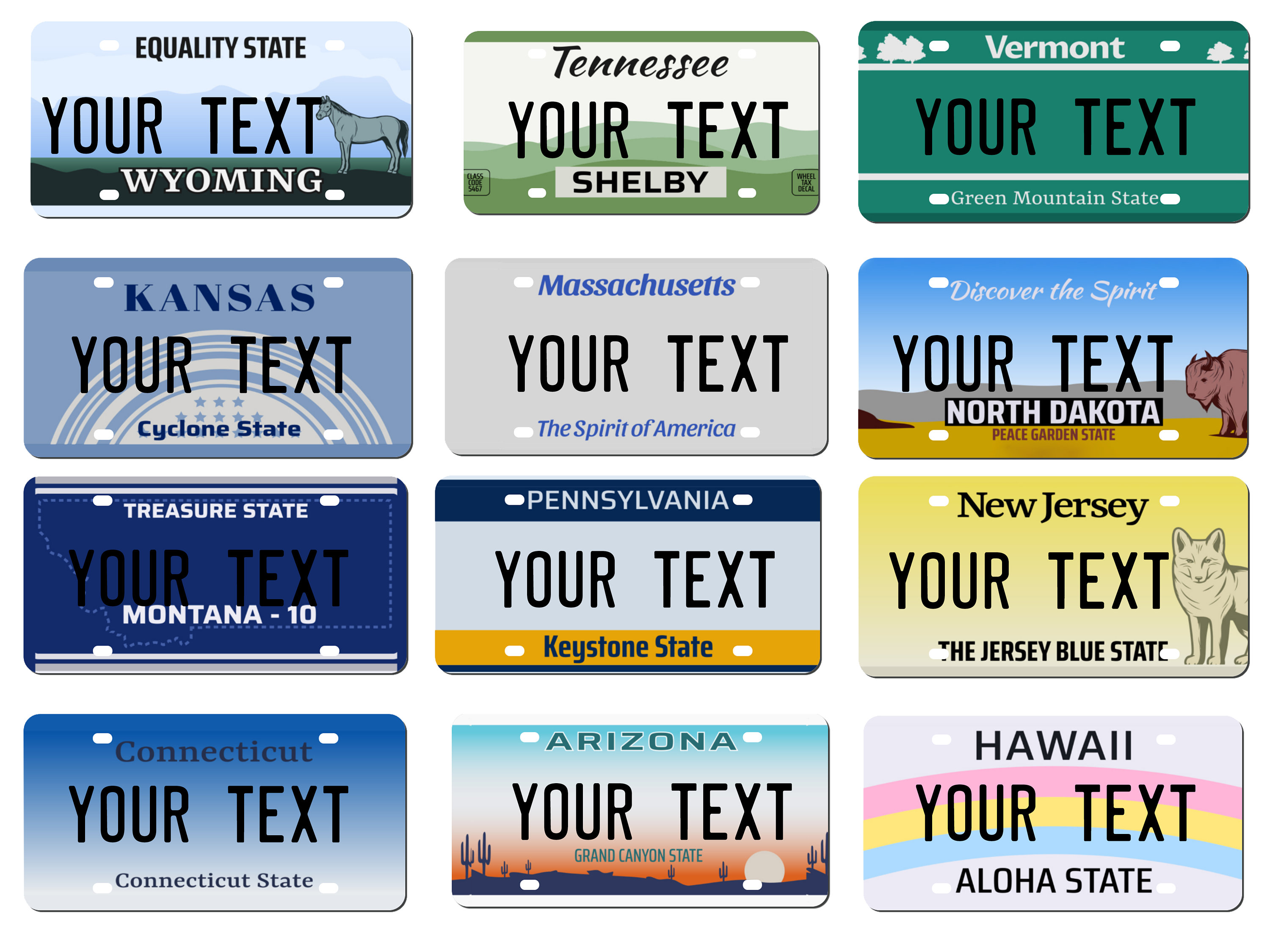 Choose Your State and Add Your Text, All 50 States, Custom License ...