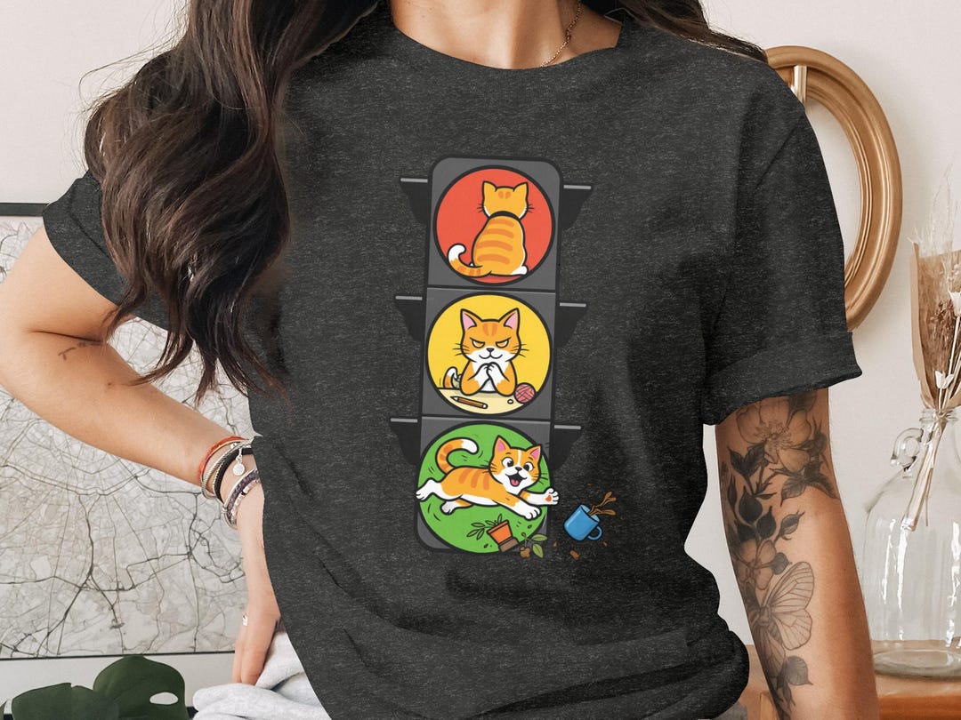 Cat Traffic Light T-shirt, Abbey Road Inspired, Funny Kitten Tee ...