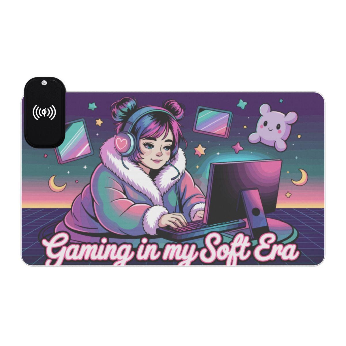 Gaming in Soft Era Art, Kawaii Gamer Girl, Cute Gaming Illustration ...