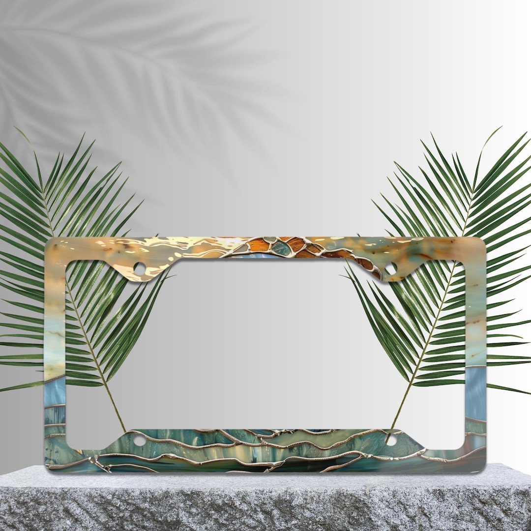 Stained Glass Ocean Wave License Plate Frame, Coastal Vehicle Decor ...