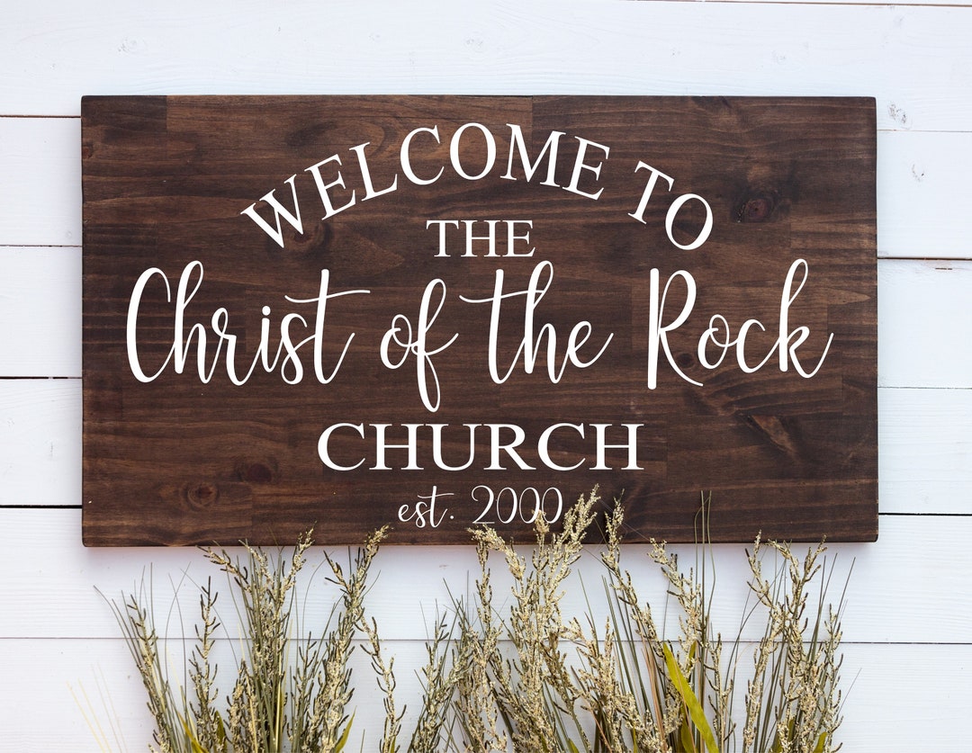 Custom Church Wood Sign With Established Date, Personalized Business ...